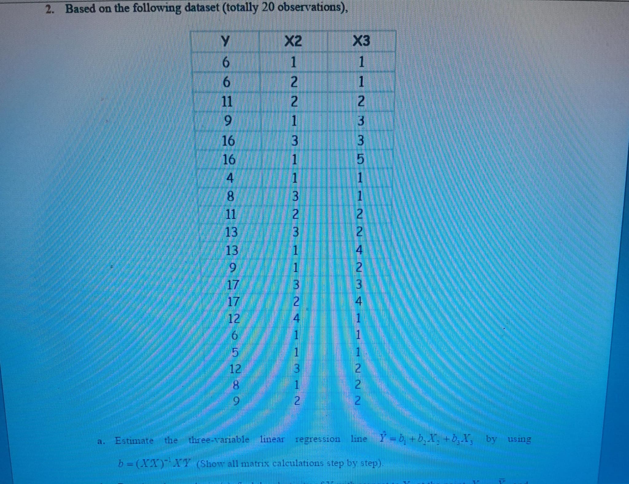 Solved Based on the following dataset (totally 20 | Chegg.com