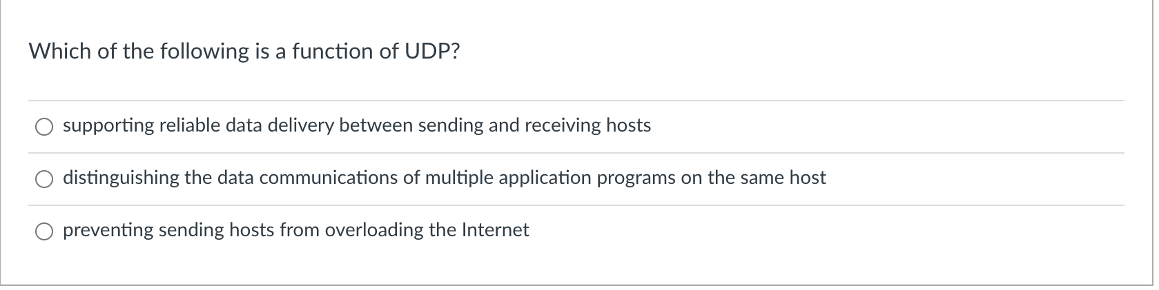 Solved Which of the following is a function of UDP? | Chegg.com