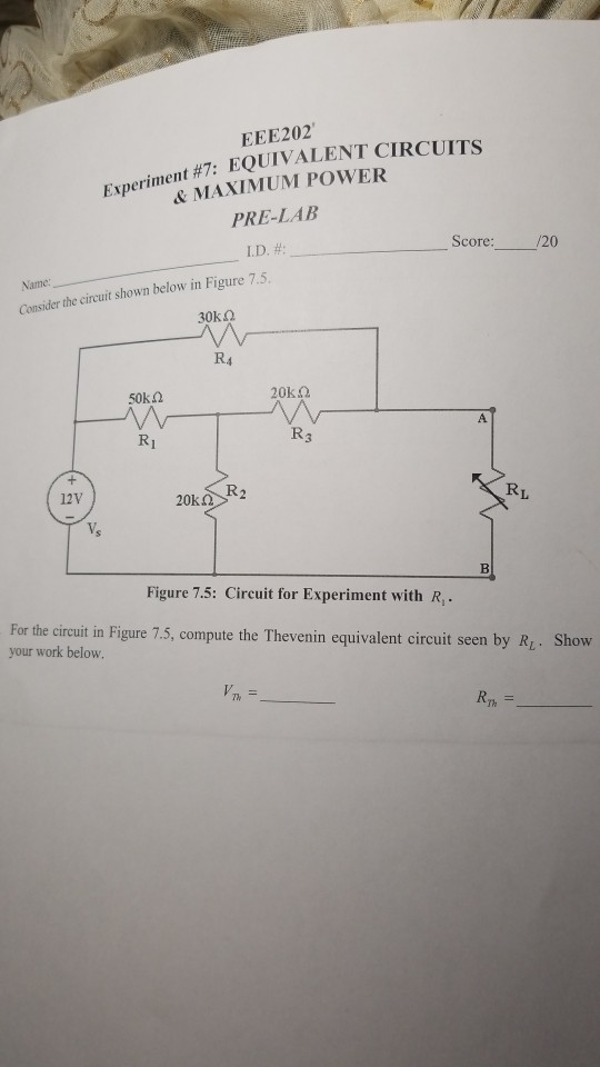 Solved EEE202 ent #7: EQUIVALENT CIRCUITS Experiment & | Chegg.com