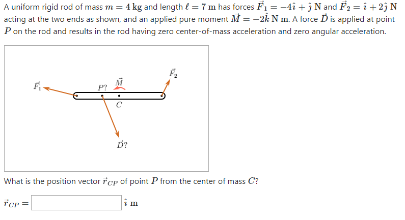 Solved A uniform rigid rod of mass m 4 kg and lengthに7 m has | Chegg.com