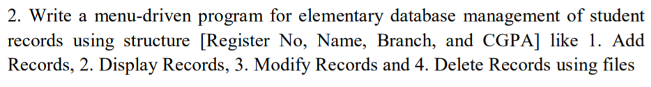 Solved 2. Write a menu-driven program for elementary | Chegg.com