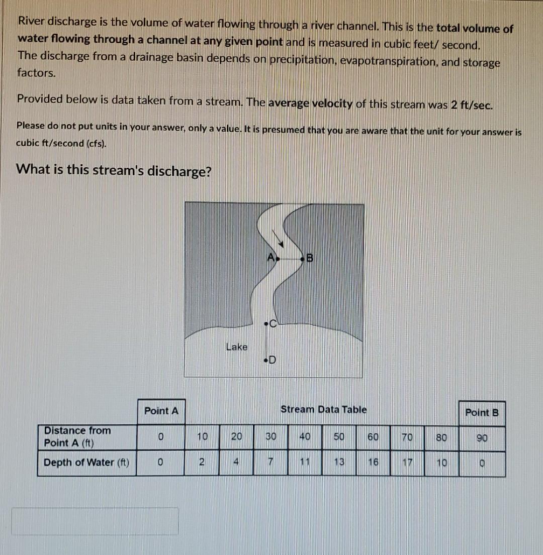 Solved River discharge is the volume of water flowing | Chegg.com