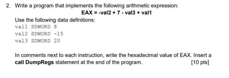 Solved 2. Write a program that implements the following | Chegg.com