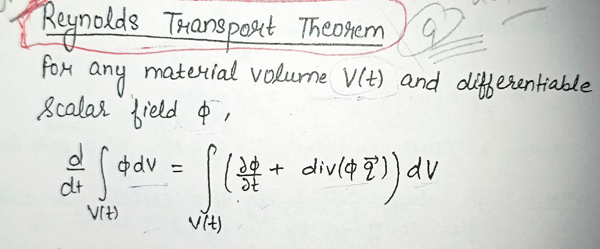Solved Reynolds Transport Theorem 19 for any material volume | Chegg.com