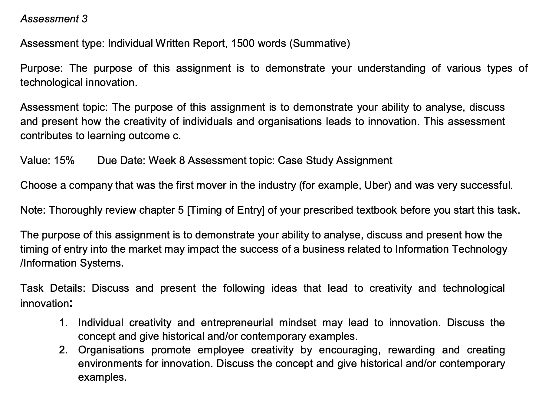 Solved Assessment type: Individual Written Report, 1500 | Chegg.com