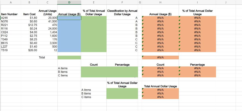 Solved Excel Online Structured Activity: Inventory | Chegg.com