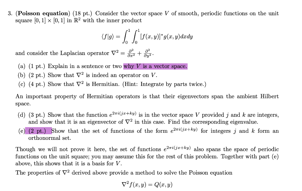 3. (Poisson equation) (18 pt.) Consider the vector | Chegg.com