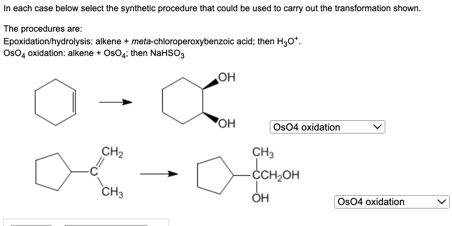 Solved In each case below select the synthetic procedure | Chegg.com
