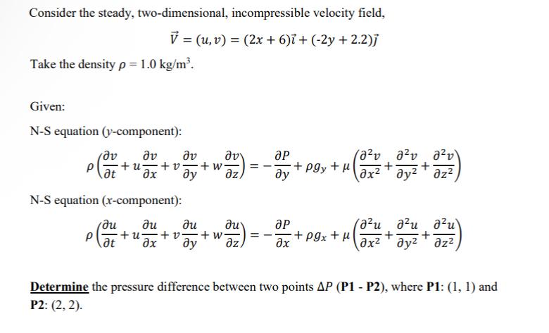 Consider the steady, two-dimensional, incompressible | Chegg.com