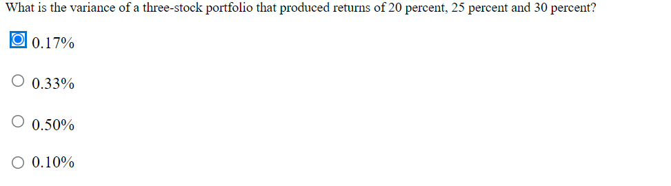 Solved What is the variance of a three-stock portfolio that | Chegg.com