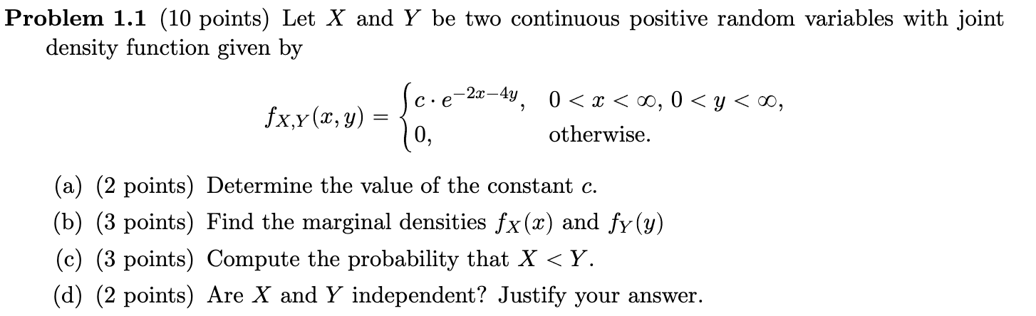 Solved Problem 1.1 (10 points) Let \\( X \\) and \\( Y \\) | Chegg.com