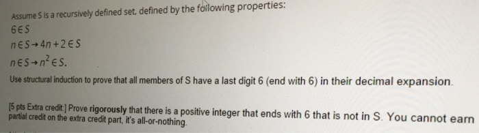 Solved Assume S is a recursively defined set, defined by the | Chegg.com