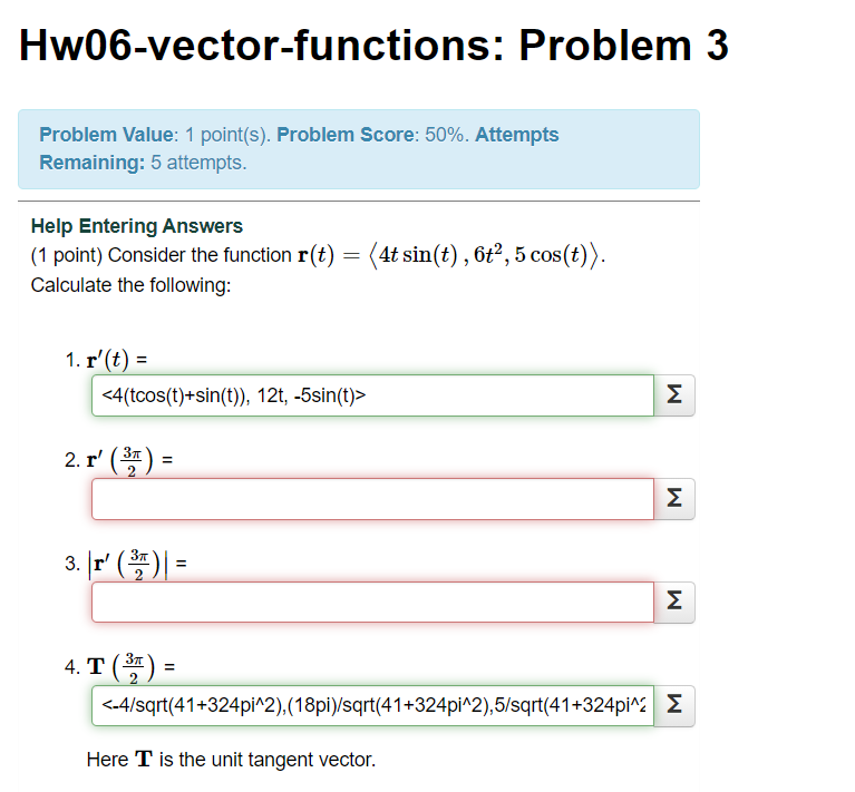 Solved Hw06 Vector Functions Problem 3 Problem Value 1 