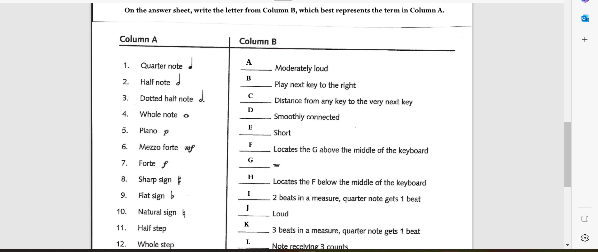 Write the name of each note on the answer sheet.On | Chegg.com