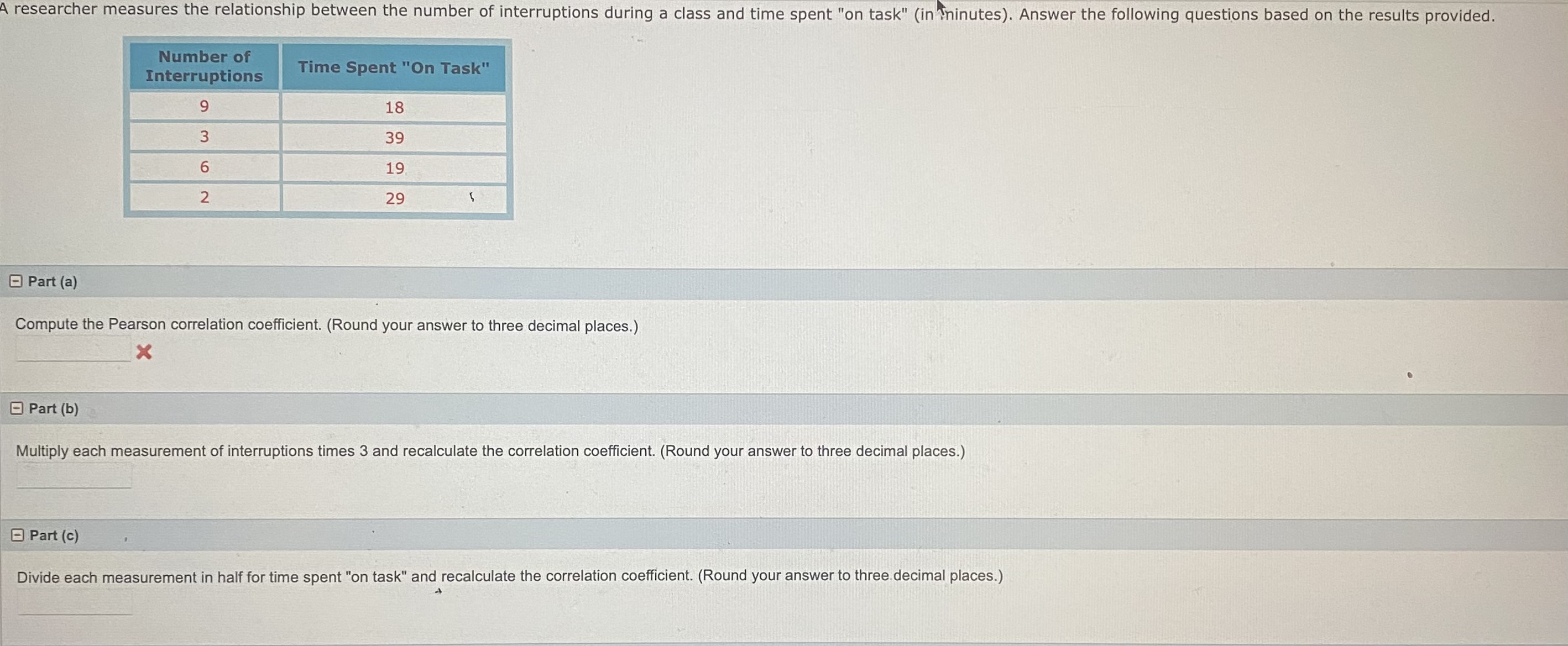 Solved Compute the Pearson correlation coefficient. (Round | Chegg.com