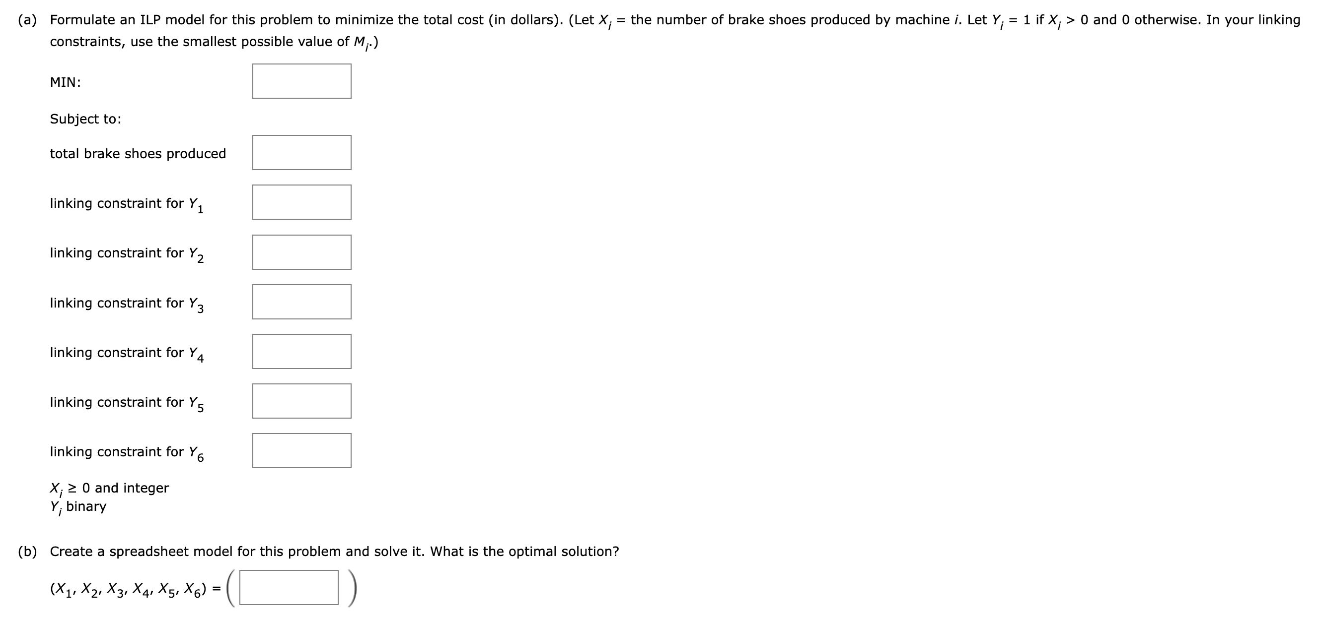 Yi=1 if Xi>0constraints, use the smallest possible | Chegg.com