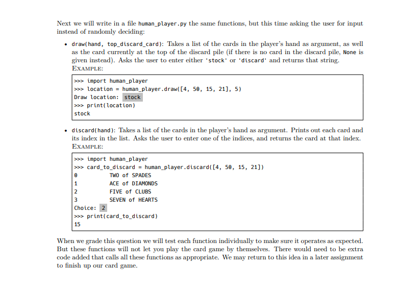 Solved Card Game in Python in Thonny IDE Have learned up to | Chegg.com