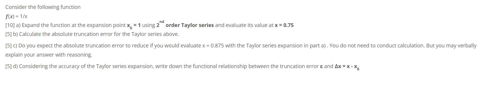Consider the following function f(x)=1/x [10] a) | Chegg.com