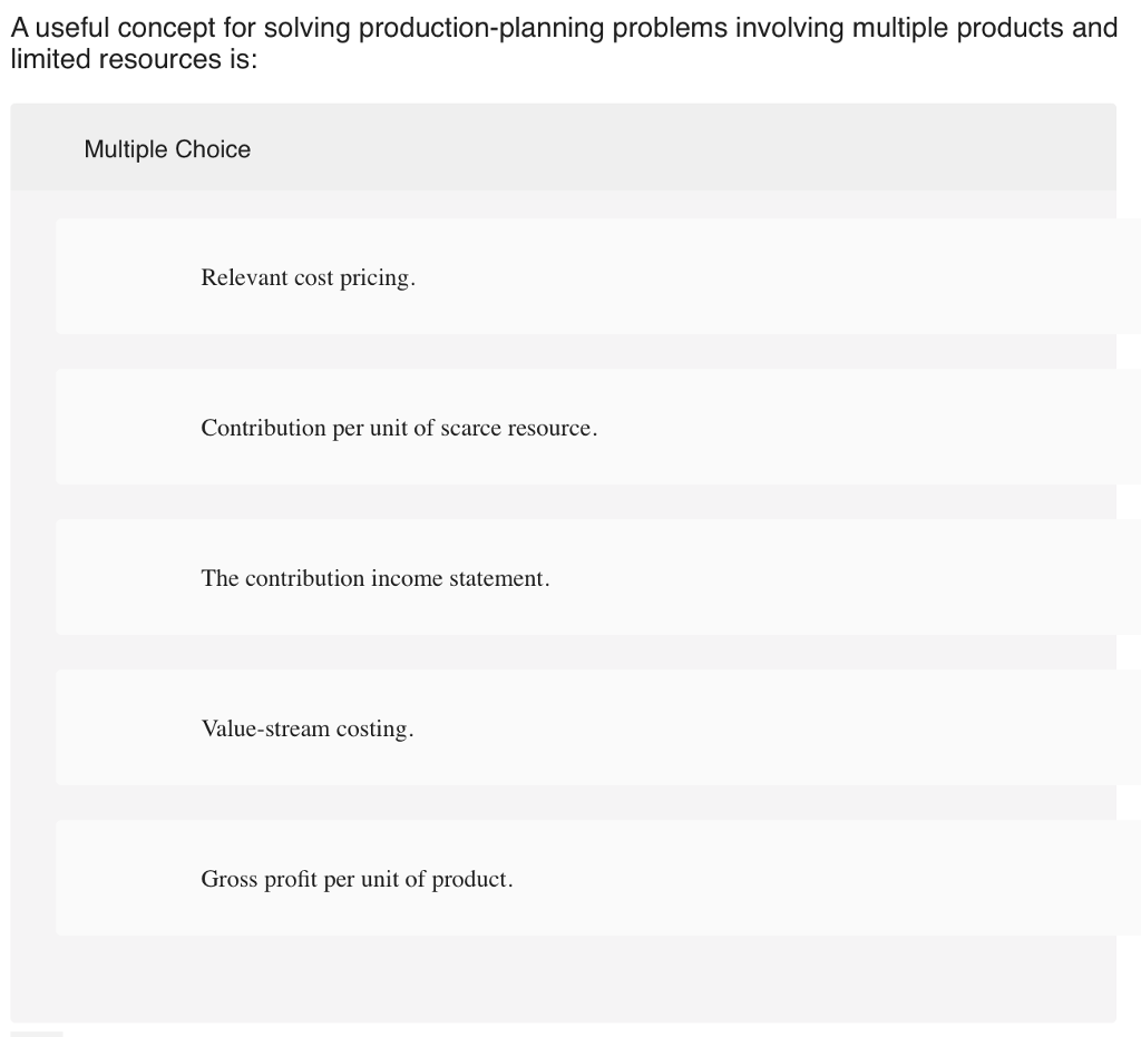Solved A useful concept for solving production-planning | Chegg.com