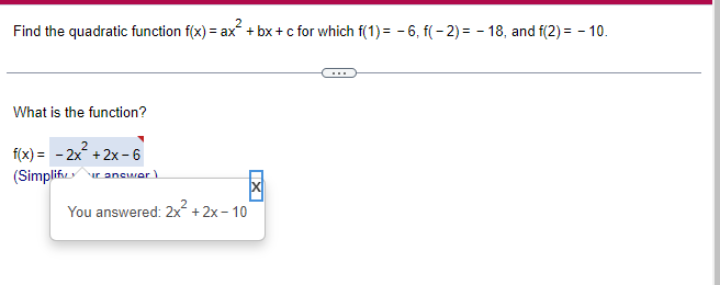 Solved Find the quadratic function f(x)=ax2+bx+c for which | Chegg.com
