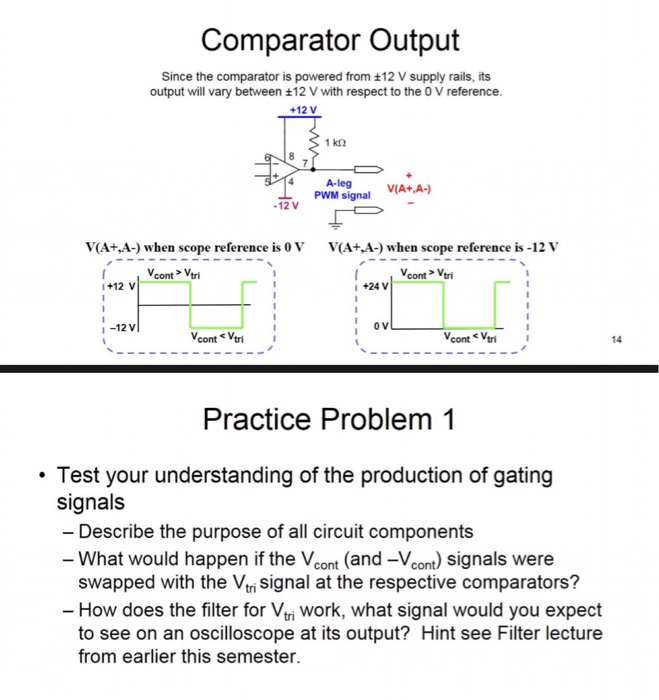 Solved Comparator Output Since the comparator is powered | Chegg.com