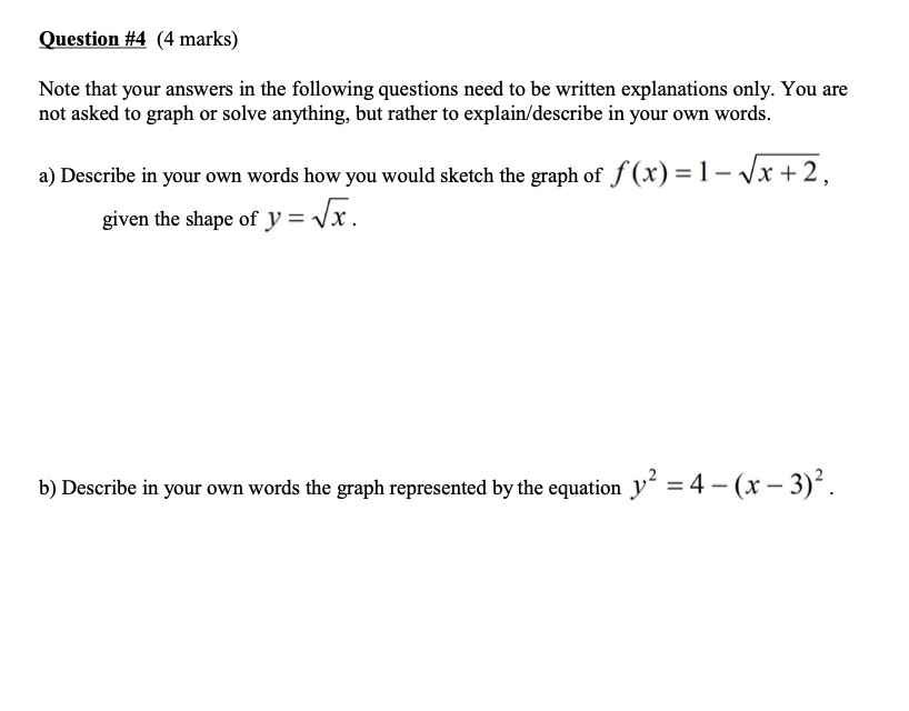 Solved Question 4 4 Marks Note That Your Answers In The 