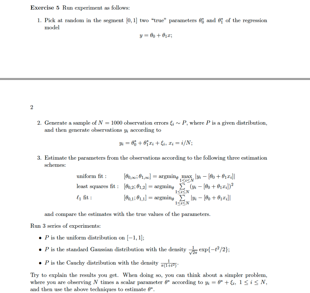 Solved Exercise 5 Run experiment as follows: 1. Pick at | Chegg.com