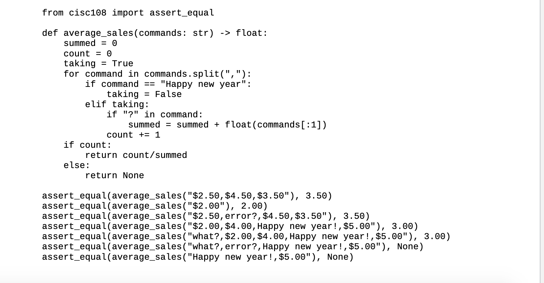 Solved from cisc108 import assert_equal def | Chegg.com