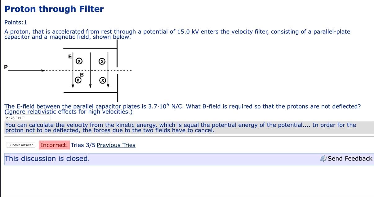 Solved Points:1 A proton, that is accelerated from rest | Chegg.com