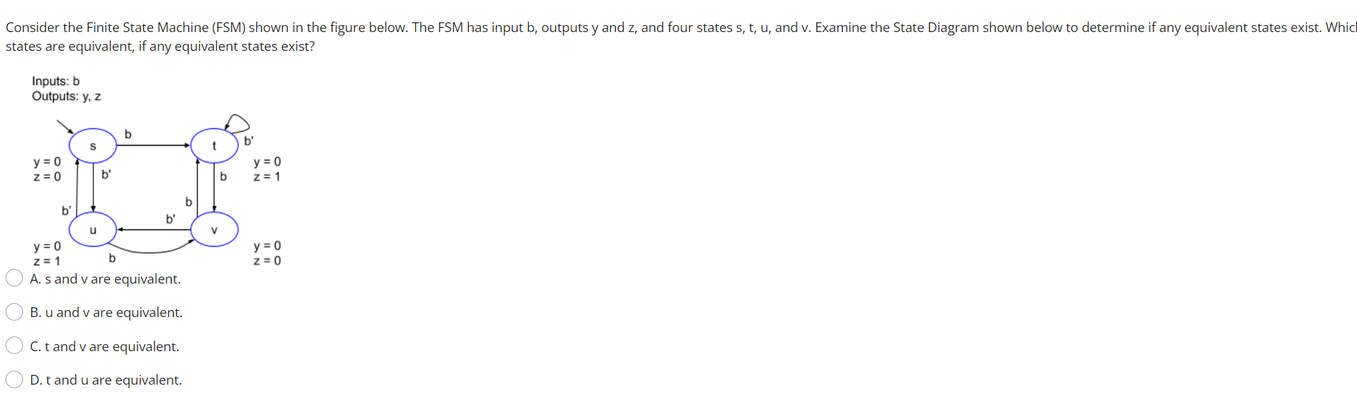 Solved Consider the Finite State Machine (FSM) shown in the | Chegg.com