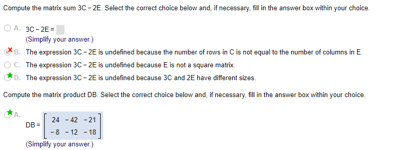 Solved 0 -2 1 Compute each matrix sum or product if it is | Chegg.com