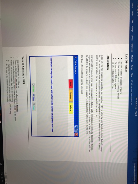 Solved Home Insert Draw Design Layout Reference Lab | Chegg.com