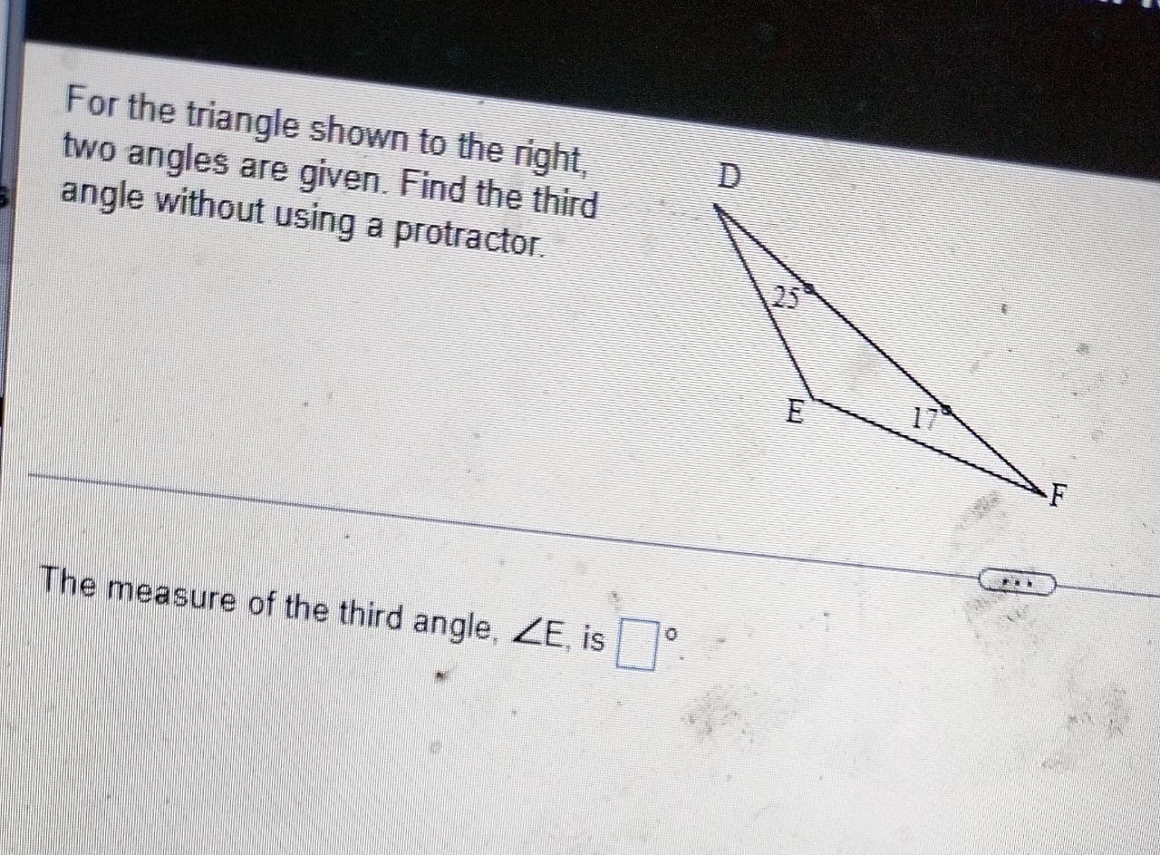 Solved For the triangle shown to the right, two angles are | Chegg.com