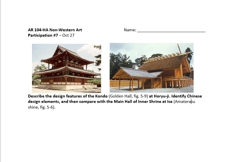 Name: AR 104-HA Non-Western Art Participation #7 - | Chegg.com