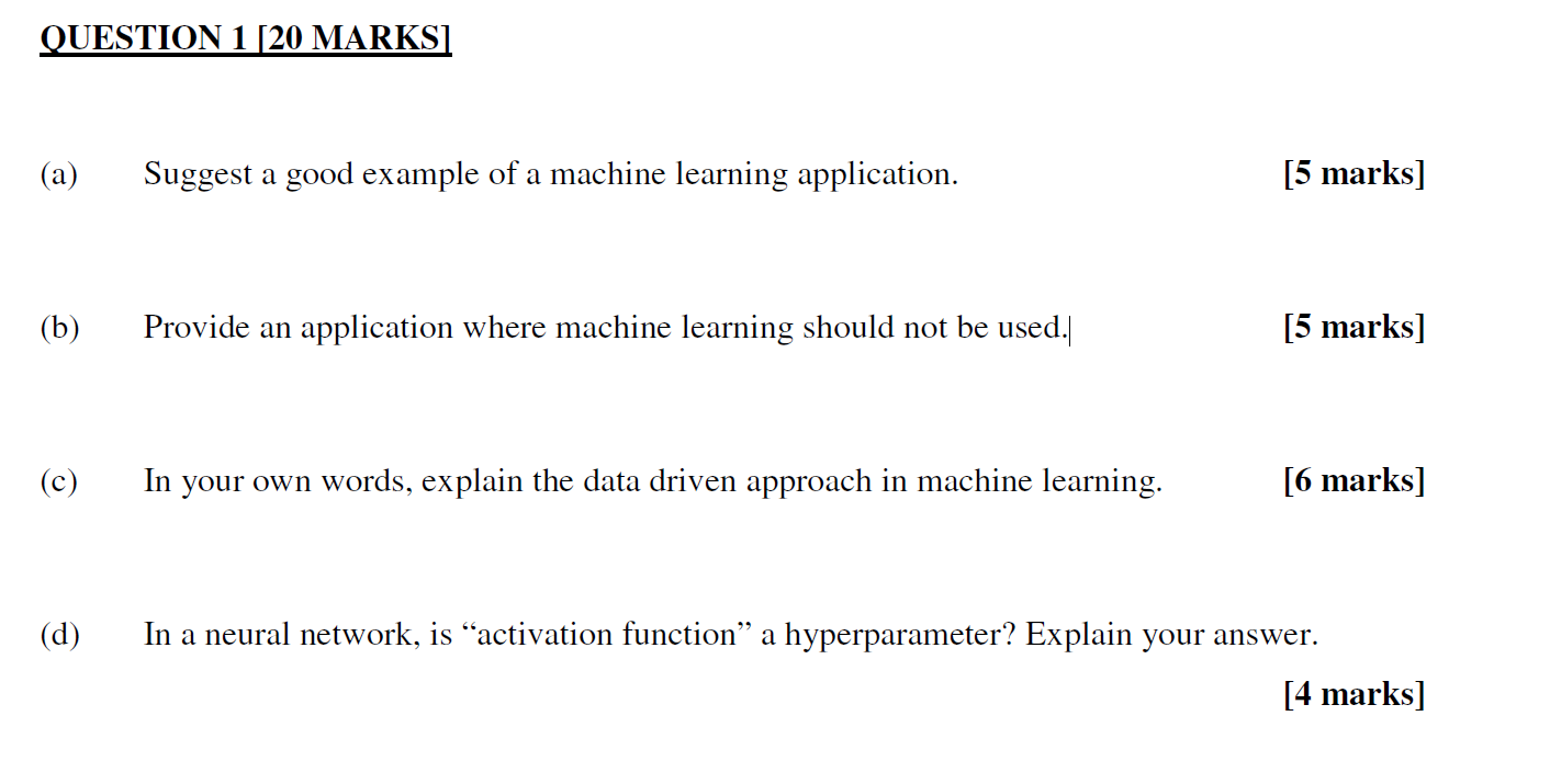 Solved QUESTION 1 [20 MARKSI (a) Suggest a good example of a | Chegg.com
