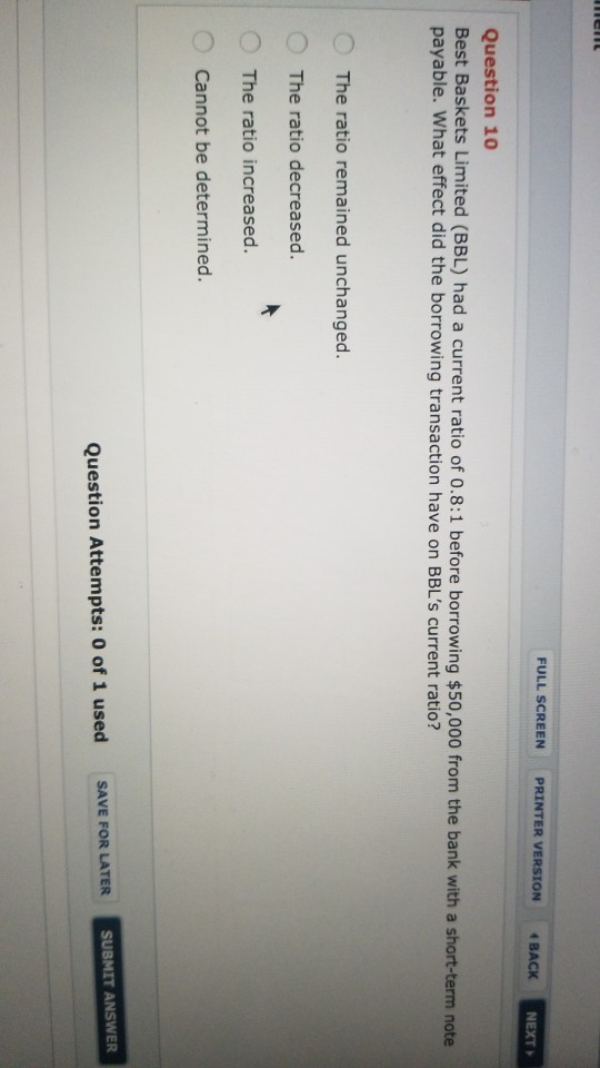 Solved CIL FULL SCREEN PRINTER VERSION BACK NEXT Question 10 | Chegg.com