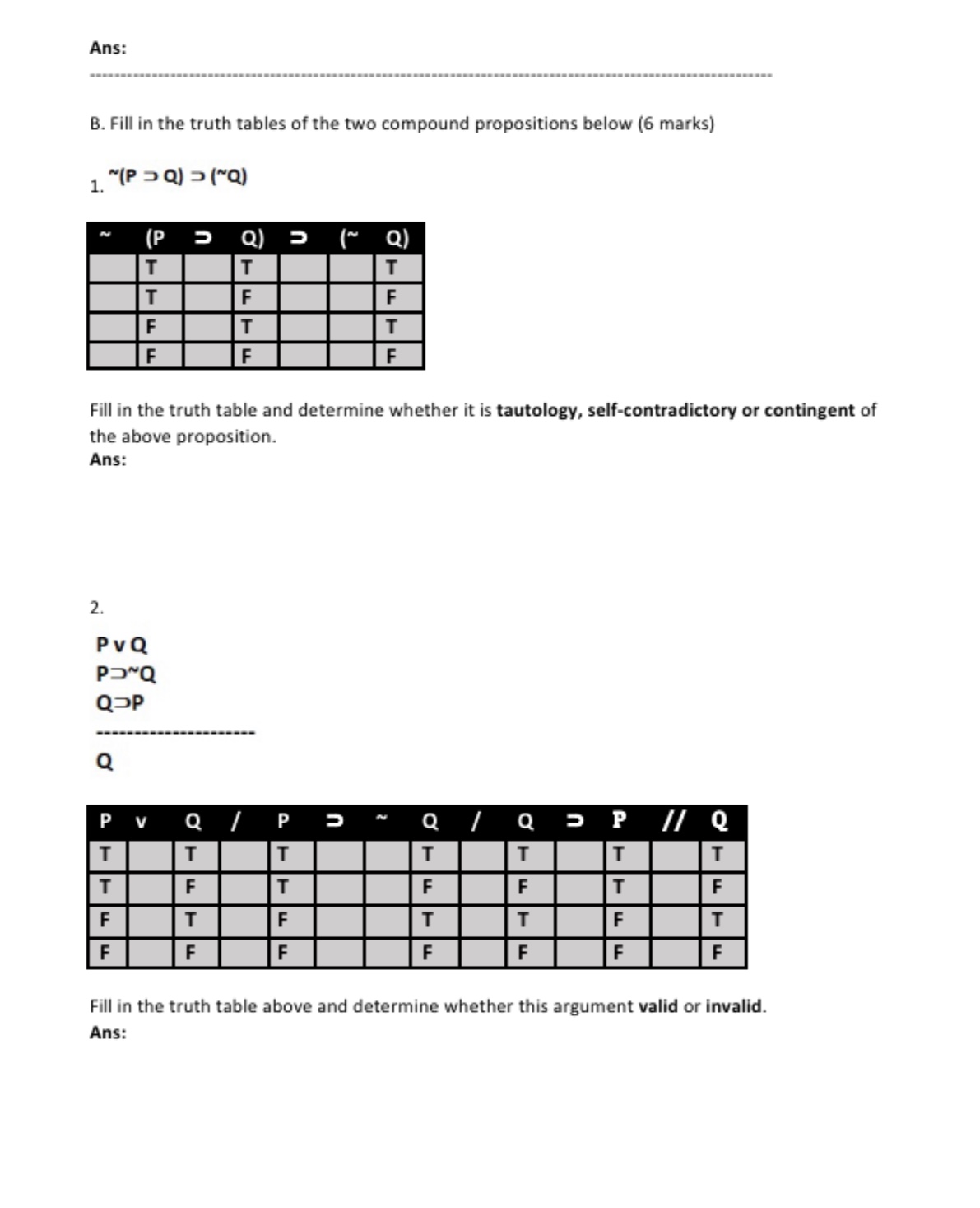 Solved Ans:B. ﻿Fill in the truth tables of the two compound | Chegg.com