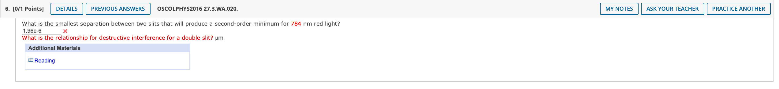 Solved What is the smallest separation between two slits | Chegg.com