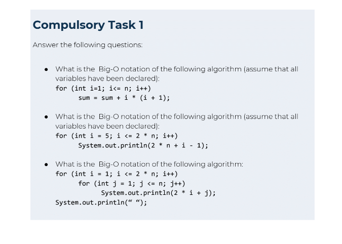 Solved Compulsory Task 1 Answer the following questions: | Chegg.com