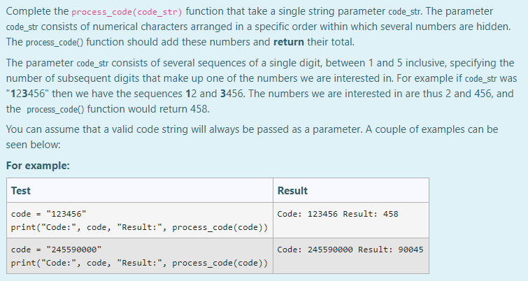 Solved: Complete The Process_code(code_str) Function That ... | Chegg.com