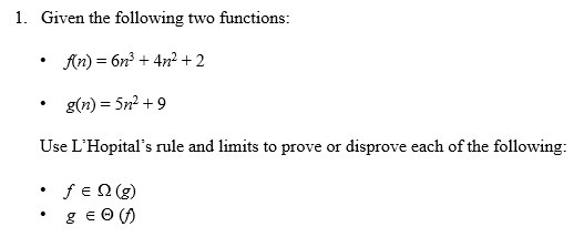 Solved 1 Given The Following Two Functions