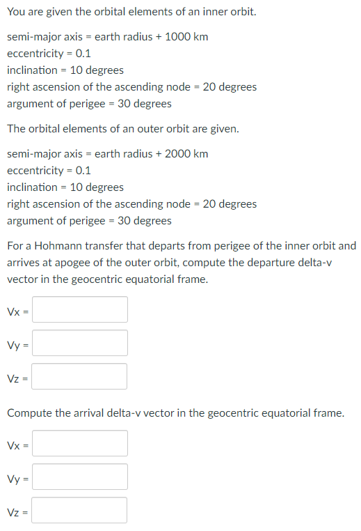 Solved You are given the orbital elements of an inner orbit. | Chegg.com