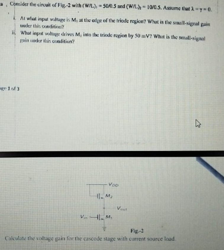 Solved Fig.-2Calculate the voltage gain for the cascode | Chegg.com