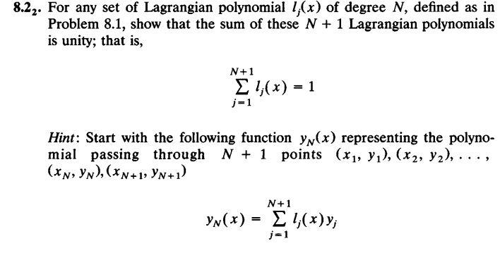 Solved 8.22. For any set of Lagrangian polynomial 1/(x) of | Chegg.com