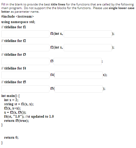 Solved Fill in the blank to provide the best title lines for | Chegg.com