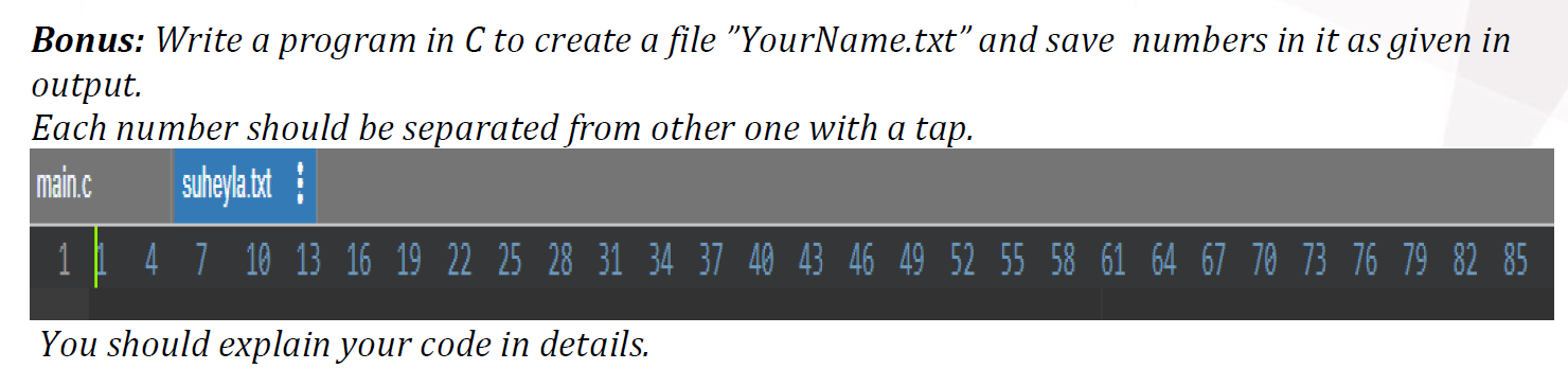 Solved Bonus: Write a program in C to create a file | Chegg.com