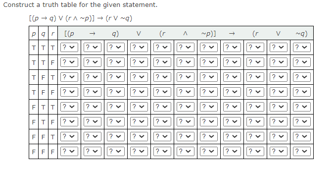 Solved Construct a truth table for the given statement. [(p | Chegg.com