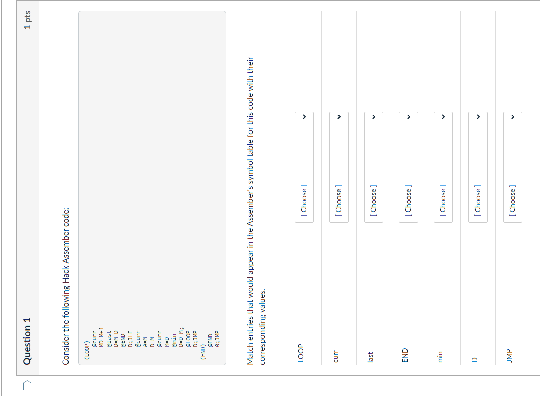 Solved Consider the following Hack Assember code: Match | Chegg.com