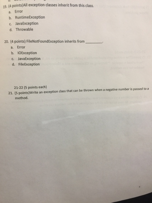 Solved All Exception Classes Inherit From This Class A