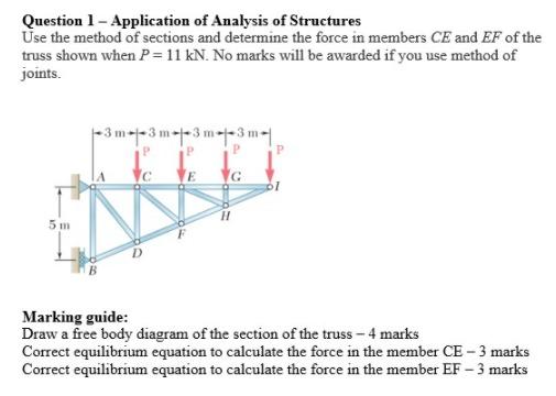 Solved Question 1 - Application of Analysis of Structures | Chegg.com